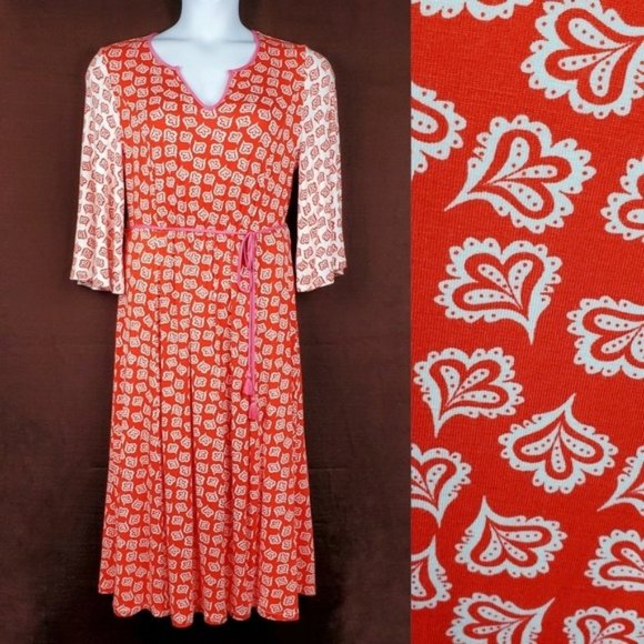 Boden | Dresses | Boden Womens Red Pink Ivory Falling Petal Bella ...